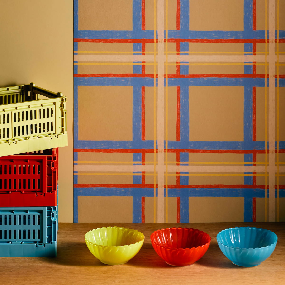 Étoffe Argile Wallpaper | Season Paper - Retro Tartan - Season Paper